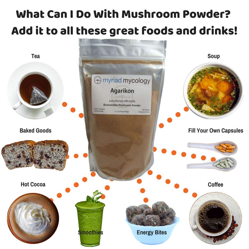 Myriad Mycology Agarikon Mushroom Powder - 1 Pound - Made in USA (Ku Bai Ti) - Natural Immune Booster