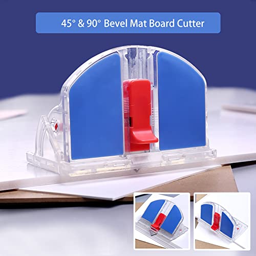Mat Cutter 45 & 90 Degree Bevel Mat Board Cutter Professional Beveled Cut Tool for Art Picture Framing Foam Board Card Board (Blue)
