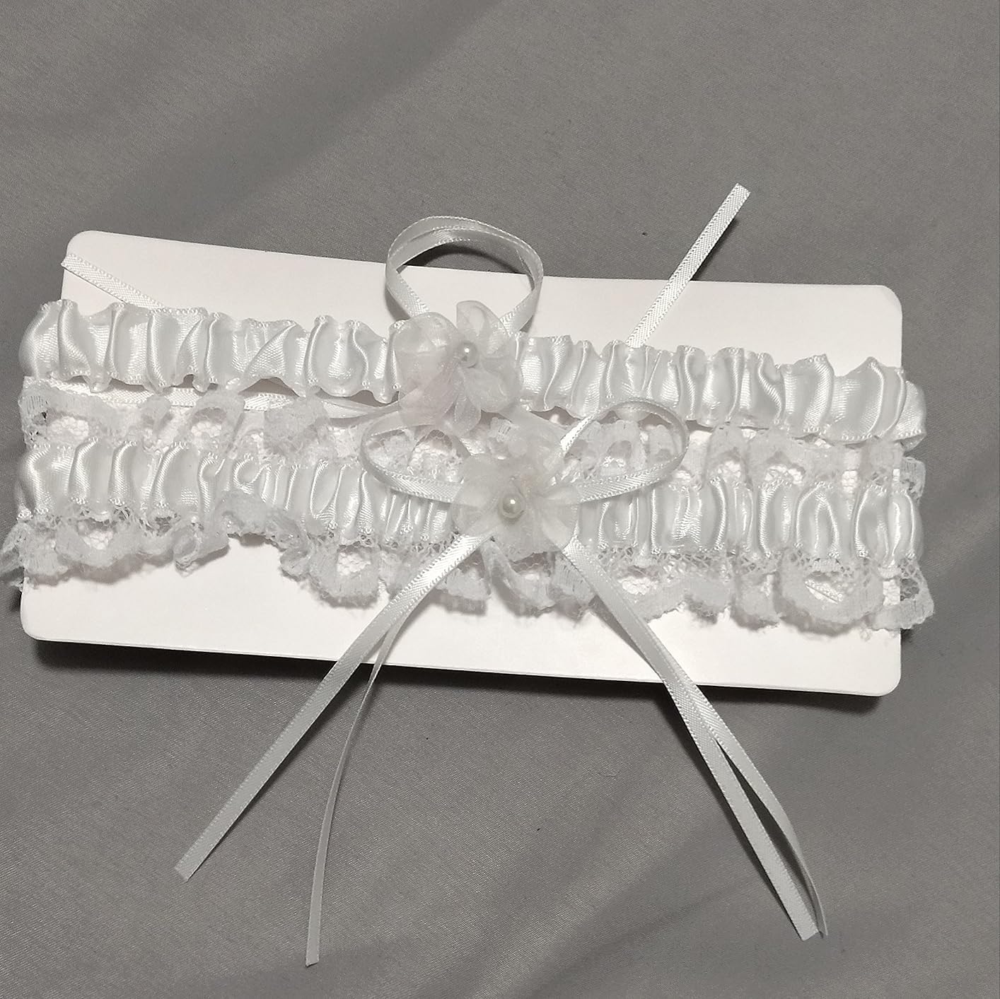 Lace Wedding Garters for Bride Pearl Stretch Prom Garter, Women Wedding Bridal Legs Garter Set (One Size, White)