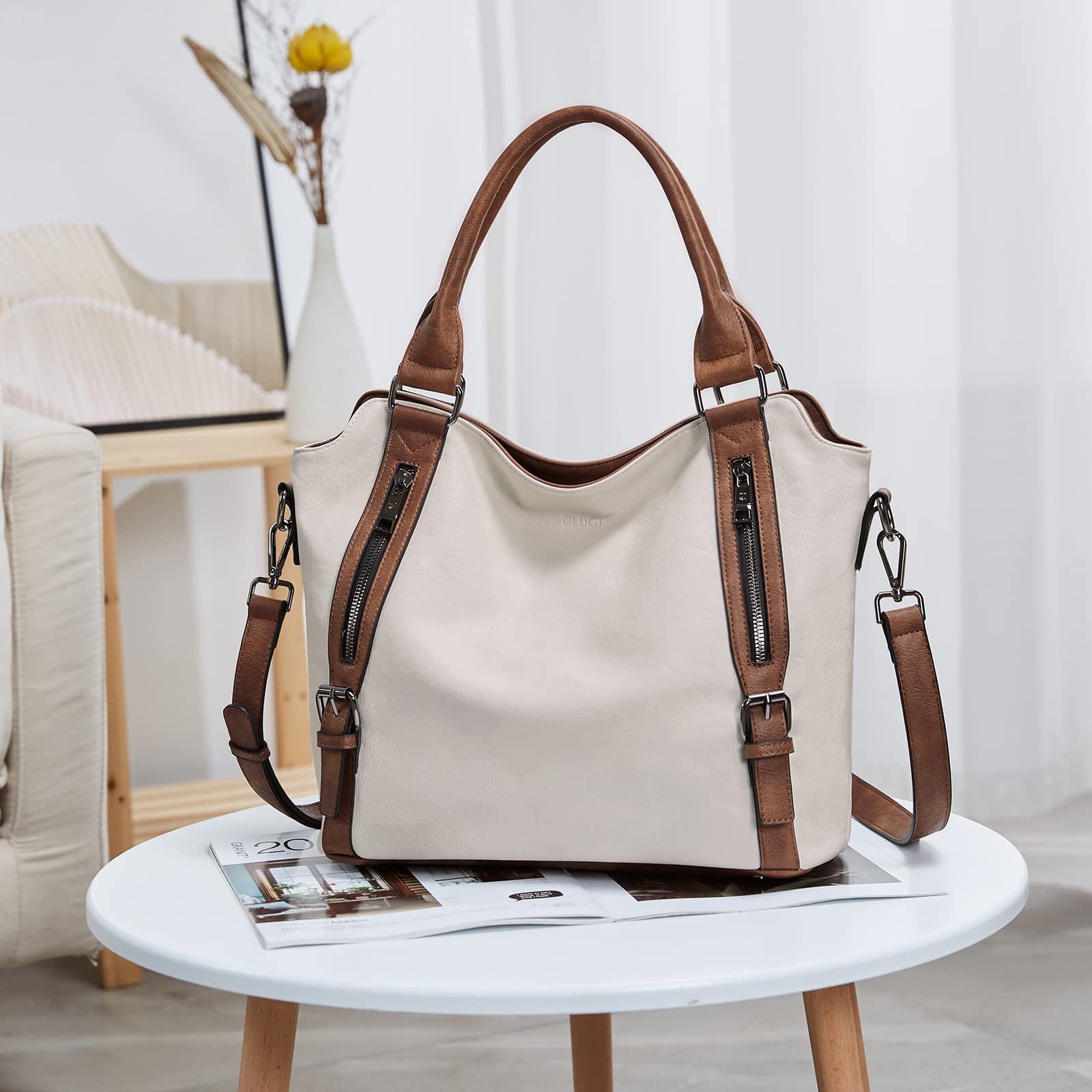 CLUCI Hobo Bags for Women Vegan Leather Handbags Large Ladies Purse Shoulder Bag