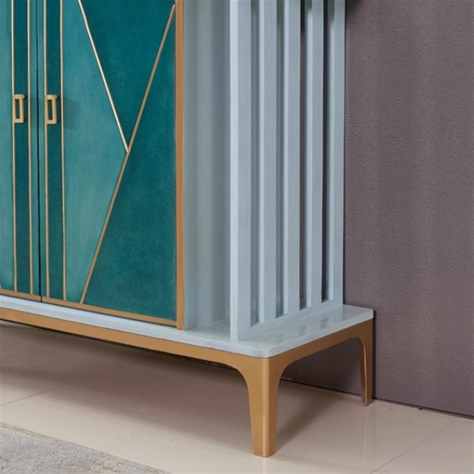 HARAY Shoe Rack Storage Cabinet with 2 Doors, Accent Wooden Sideboard Decorative Cabinet with 4-Tier Shelves, for Living Room, Bedroom, Hallway, Entryway Shoe Storage Organizer
