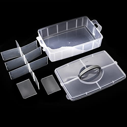 ZEAYEA 6 Layer Stackable Storage Container with 60 Adjustable Compartments, Plastic Beads Organizer Box, Arts Crafts Storage Organizer for Beauty Supplies, Nail Polish, Jewelry, Sewing Accessories
