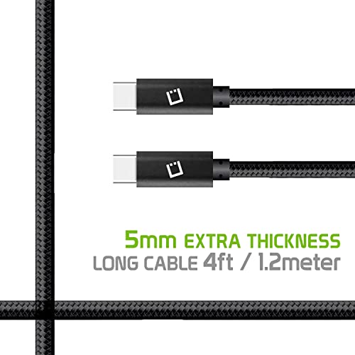 Dual USB-C/PD 60W Fast Charging Cord Compatible with vivo V20 Pro 5G Plus 5Gbps Data Transfer for Power Delivery Hi Capacity Charging (Black)