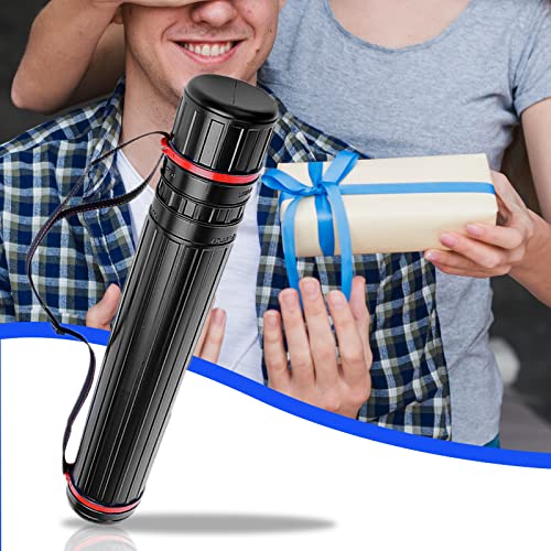 TOOYFUL Extendable Poster Tubes Expand from 18”to 28'' with Shoulder Strap, Carry Documents, Blueprints, Drawings and Art, Black Portable Storage Cases