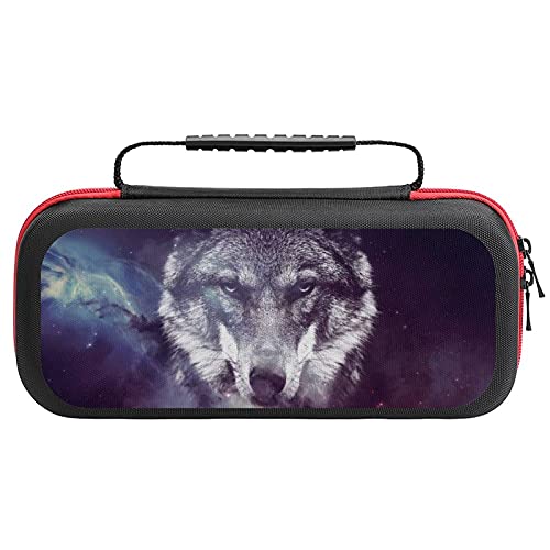 Galaxy Wolf Face Travel Carrying Case Tote Bag For Nintendo Switch Accessories Holds 20 Game Card Bag