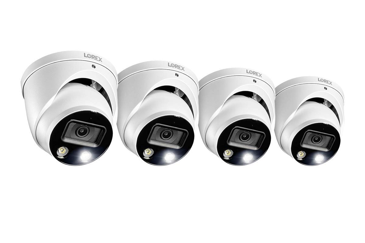 Lorex E892DD Indoor/Outdoor 4K Ultra HD Smart Deterrence IP Dome Camera White (4 PK)