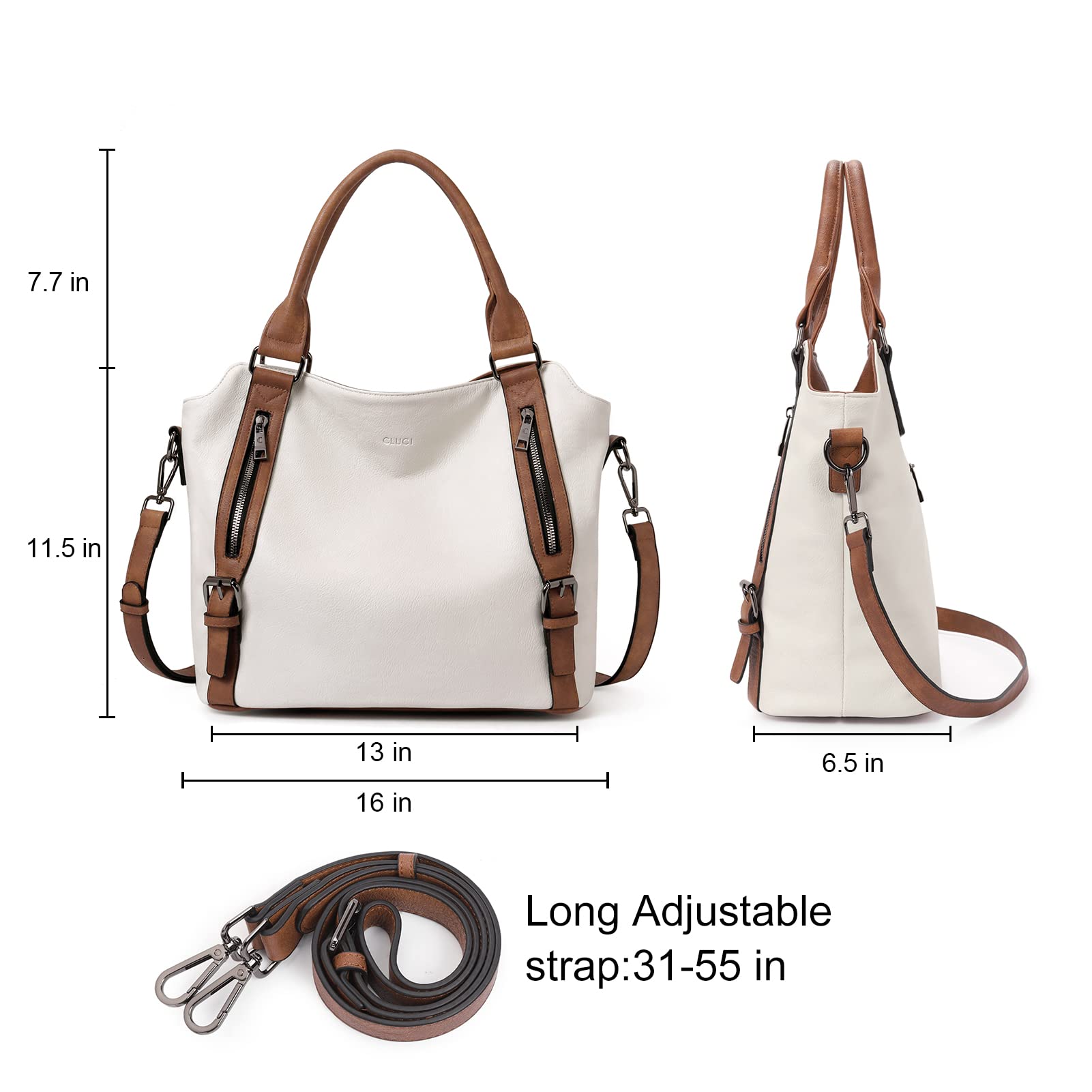 CLUCI Hobo Bags for Women Vegan Leather Handbags Large Ladies Purse Shoulder Bag
