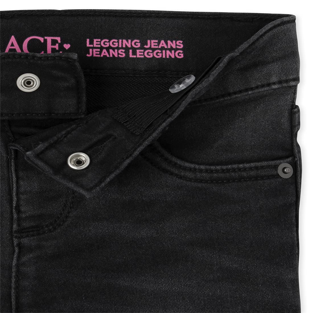 The Children's Place Girls' Stretch Denim Legging Jeans, Black/Fog Wash, 12