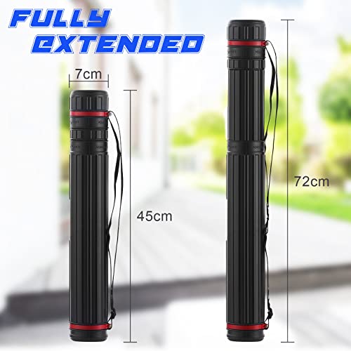TOOYFUL Extendable Poster Tubes Expand from 18”to 28'' with Shoulder Strap, Carry Documents, Blueprints, Drawings and Art, Black Portable Storage Cases