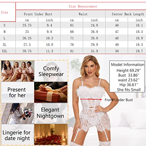 Avidlove Women Bridal Garter Lingerie Sexy Wedding Nightgown Underwire Lace Negligee White M