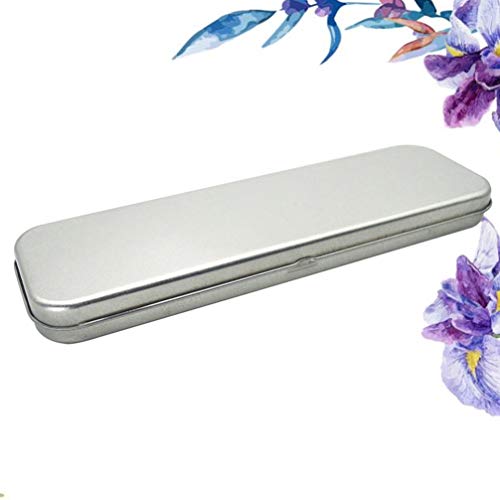 Empty Tin Box Pencil Case Metal Hinged Tin Stationery Box Rectangular Pencil Case Storage Containers Organizer 5pcs for Makeup Painting Brush Pen Candy Cookie