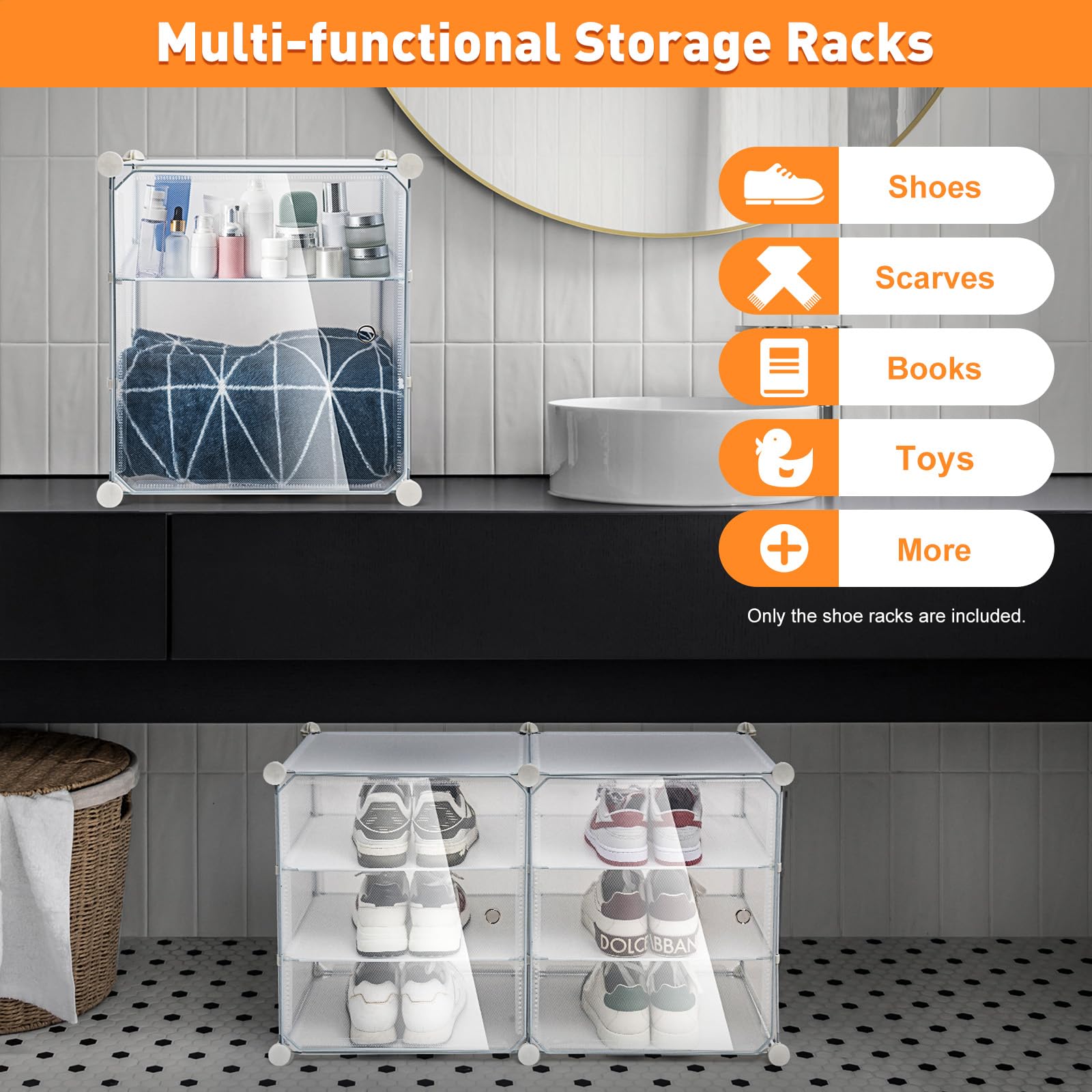 CHALIGHT 12-Tier Shoe Rack - 72 Pairs Shoe Storage Organizer - Stackable, Portable Cabinet (3-Tier Box x 12)