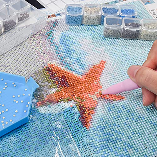 5D Diamond Painting Accessories-3 Pack 56 Grids Clear Diamond Painting Storage Container with 400pcs Label Stickers for Bead Storage,Sewing, Nail Diamonds,Embroidery Boxes Organizer