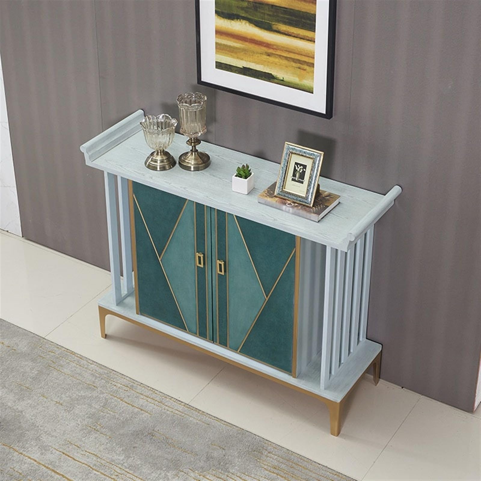 HARAY Shoe Rack Storage Cabinet with 2 Doors, Accent Wooden Sideboard Decorative Cabinet with 4-Tier Shelves, for Living Room, Bedroom, Hallway, Entryway Shoe Storage Organizer