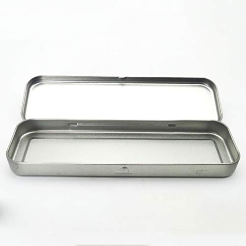 Empty Tin Box Pencil Case Metal Hinged Tin Stationery Box Rectangular Pencil Case Storage Containers Organizer 5pcs for Makeup Painting Brush Pen Candy Cookie