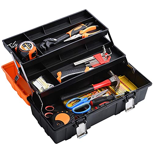 17-Inch Three-Layer Plastic Storage Box Tool Box Sewing Box Organizer, Multipurpose Organizer and Portable Storage Case for Art Craft and Cosmetic (Style B)