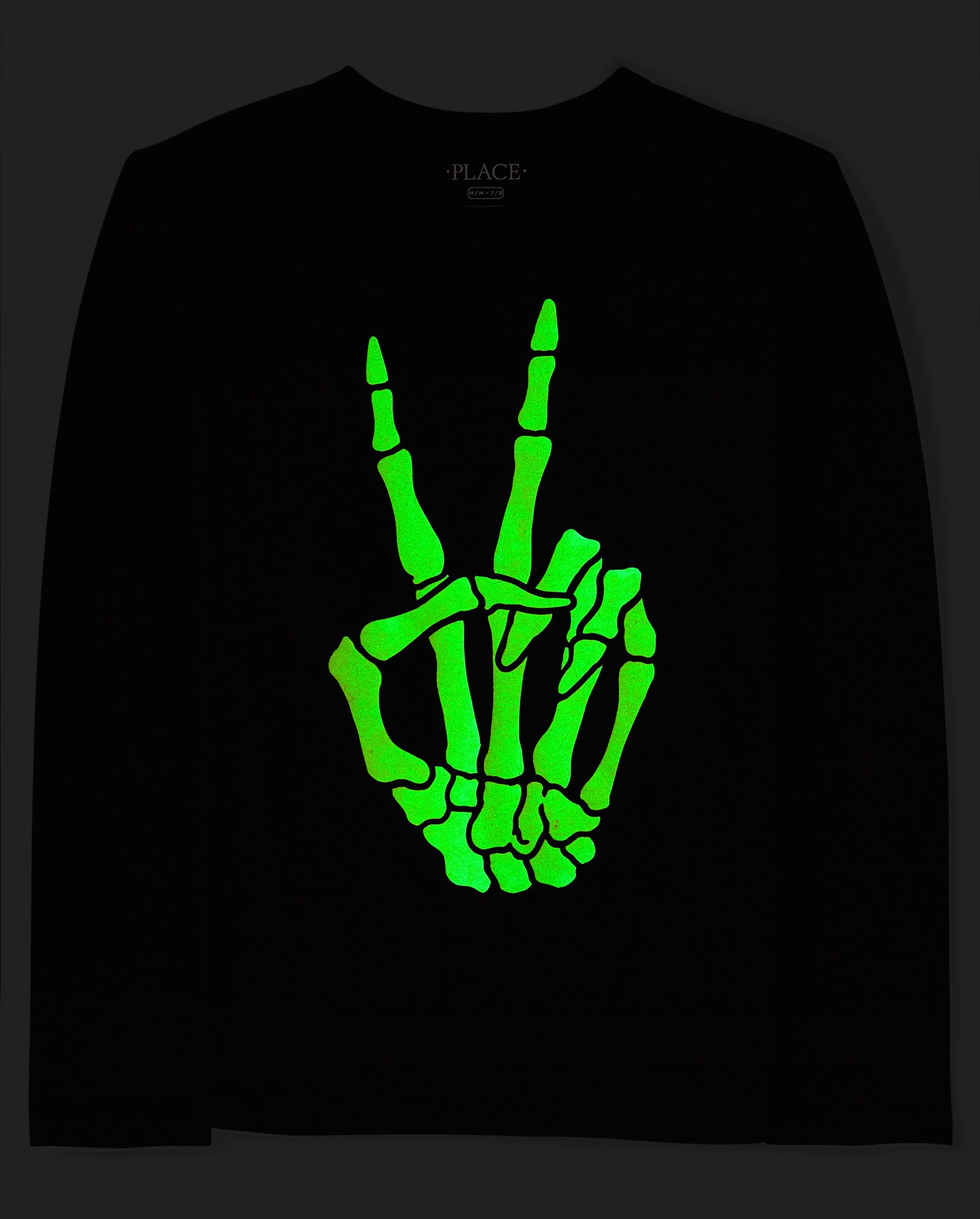 The Children's Place Unisex-Baby Long Sleeve Halloween Graphic T-shirt Skeleton Peace Medium