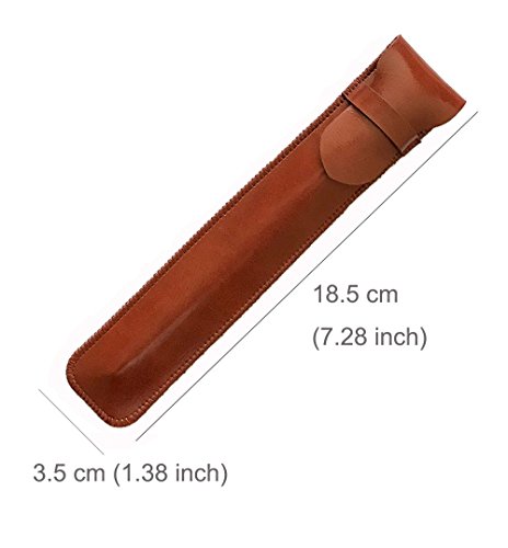 Daimay 2PCS Leather Pen Case Holder Handmade Fountain Pen Pouch Soft Pen Protective Sleeve Cover for Ballpoint Pen, Stylus Touch Pen - Black & Brown