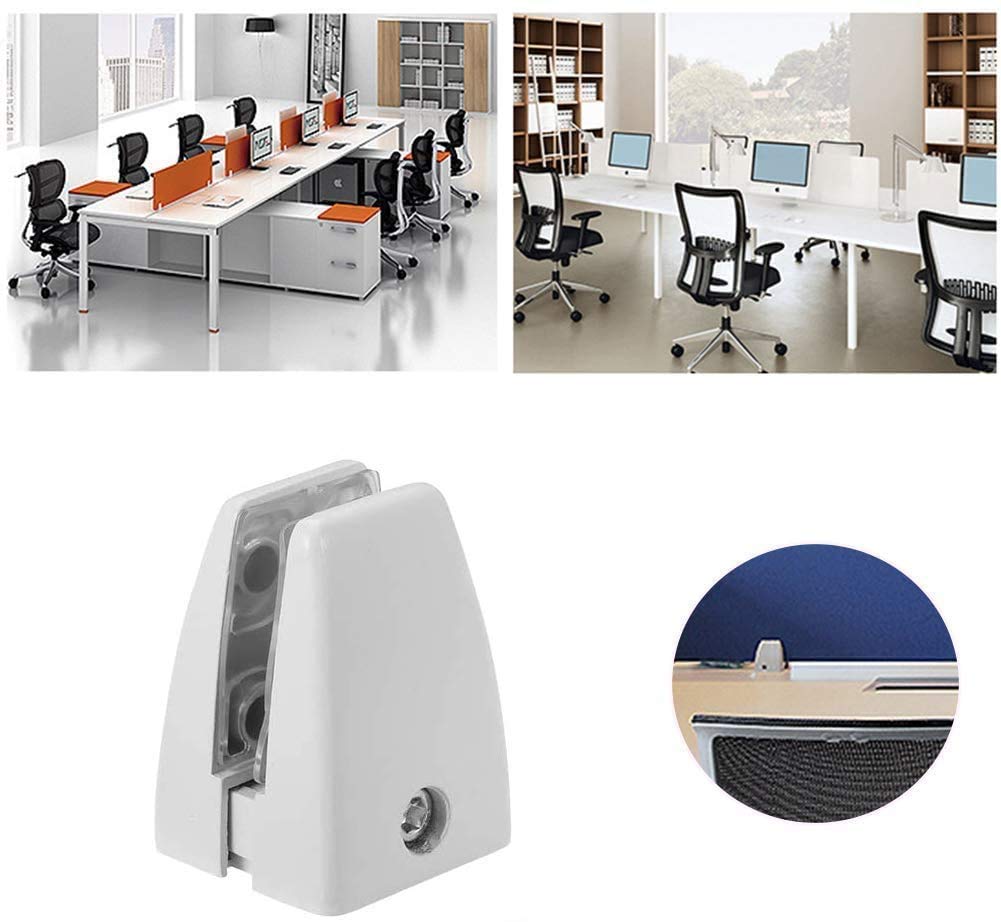 KSWLOR 20 PCS Office Desk Partition Support Bracket,Desk Divider Clamp Brackets Shelf Clip Clamp Holder Screen Clip Holders,Desk Privacy Screen Clips Clamps Sneeze Guard Bracket Support 0-1/2" Panel