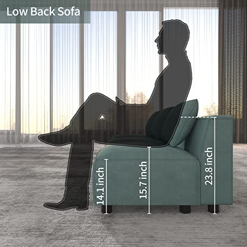 LLappuil Modern Modular Sectional Sofa Set, Low Back Minimalist Style Couch with Ottoman, Soft Fabric 10 Seater Oversized 153.5" U Shaped Sofa for Living Room, Aqua Blue