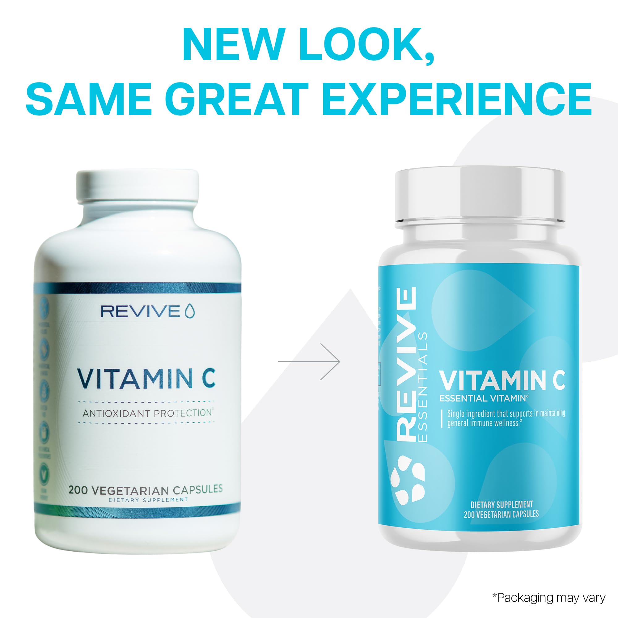 Revive MD Vitamin C Capsules, 1000mg - High-Potency VIT C Ascorbic Acid Dietary Supplement for Immune Support & Antioxidant Health - No Fillers & Non-GMO - 200 Vegetarian Capsules
