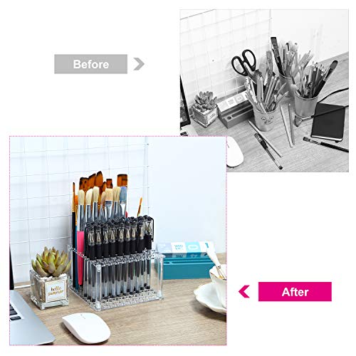 96 Hole Pencil Brush Holder Acrylic Pen Holder Desk Stand Organizer for Pencils Paint Brushes Markers Display and Home Storage (2 Pieces)