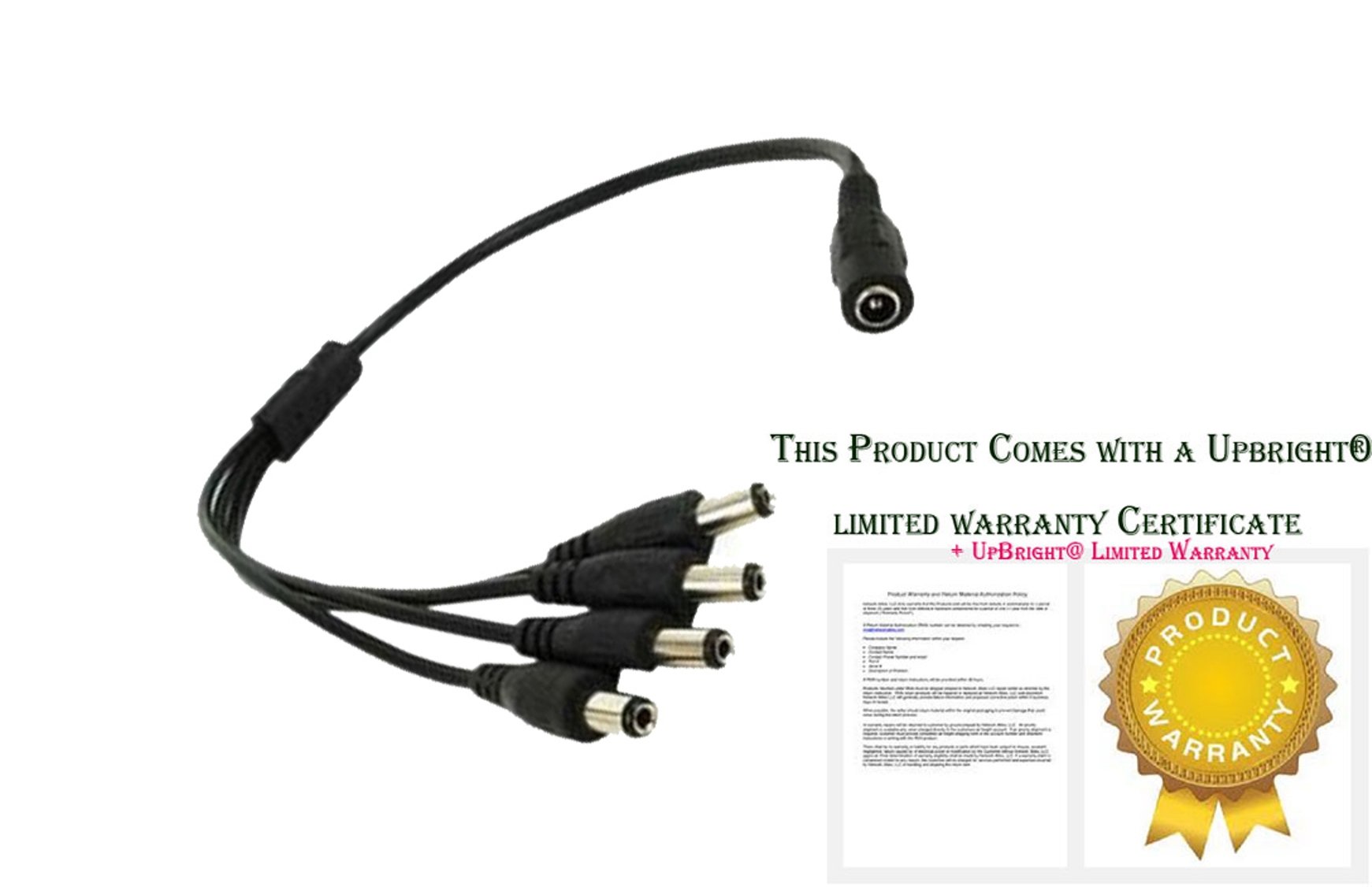 UpBright 4-Way + 8-Way Splitter 12V 5A AC/DC Adapter for Q-See QSS1250A QM6006B-4 5Amp 12VDC Security Camera CCTV Lorex MCB7051 LBC7051 LC7051 Color CCD Bullet Dome Cam 12VDC 5000mA 60W Power Supply