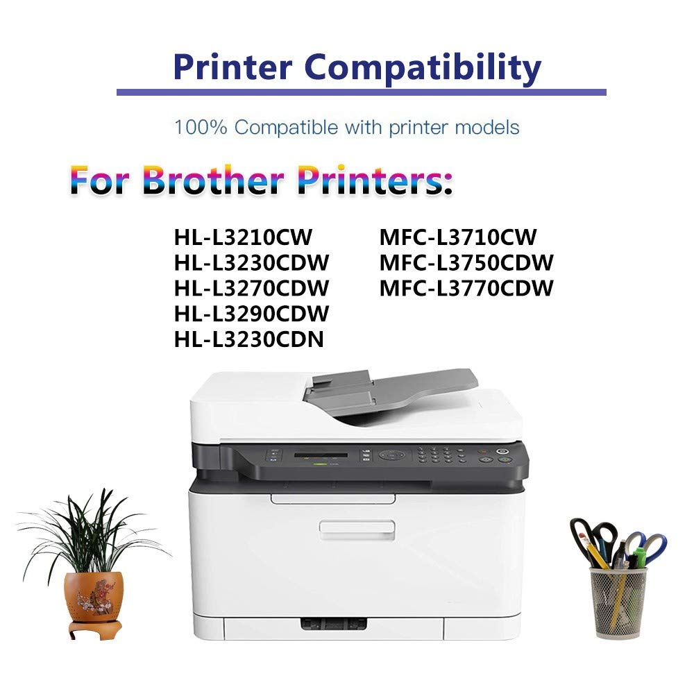 Kolasels 5-Pack (2BK+C+Y+M) Compatible High Yield TN227 TN-227BK TN-227C TN-227Y TN-227M Imaging Toner Cartridge use for HL-L3210CW HL-L3230CDW HL-L3270CDW Printer