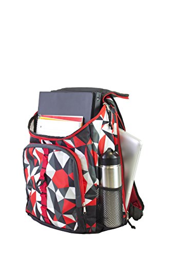 FUEL Top Load Sport Unisex Hiking Camping Carry On Luggage Backpack Bag, for Work, Outdoors, Gym, Red Geo
