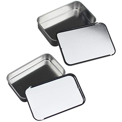 24-Pack Slide Top Rectangular Metal Tin Containers for Candies Jewelry Crafts Pills Lip Balm Storage Survival Kit, Mixed Sizes (Black)
