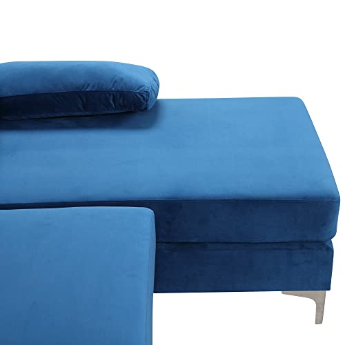 Novezza Home Modern Sectional U-Shaped Couch with Soft Velvet Fabric for Living Room Apartment, Sofa with Double Extra Wide Chaise and Comfortable Backrest, Large, Navy