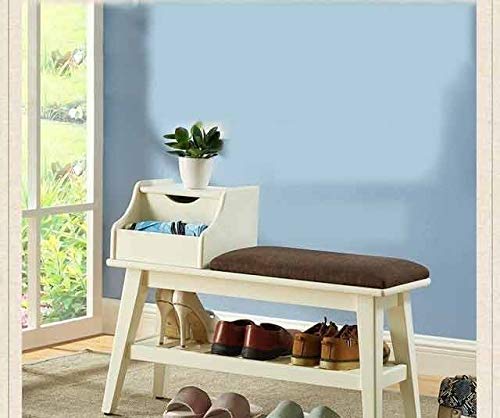 ZXZAX Solid Wood Shoe Stool Shoe Cabinet Storage Cabinet Solid Wood Sofa Stool Shoe Rack Fabric Home Door Shoe Stool (Color : D)