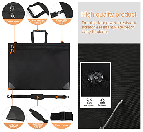 EUYZOU Art Portfolio Case, 18" x 24", Large Art Storage Folder with Handle, Poster Board Storage Bag, Art Carrying Tote Bag with Adjustable Shoulder Strap for Artwork