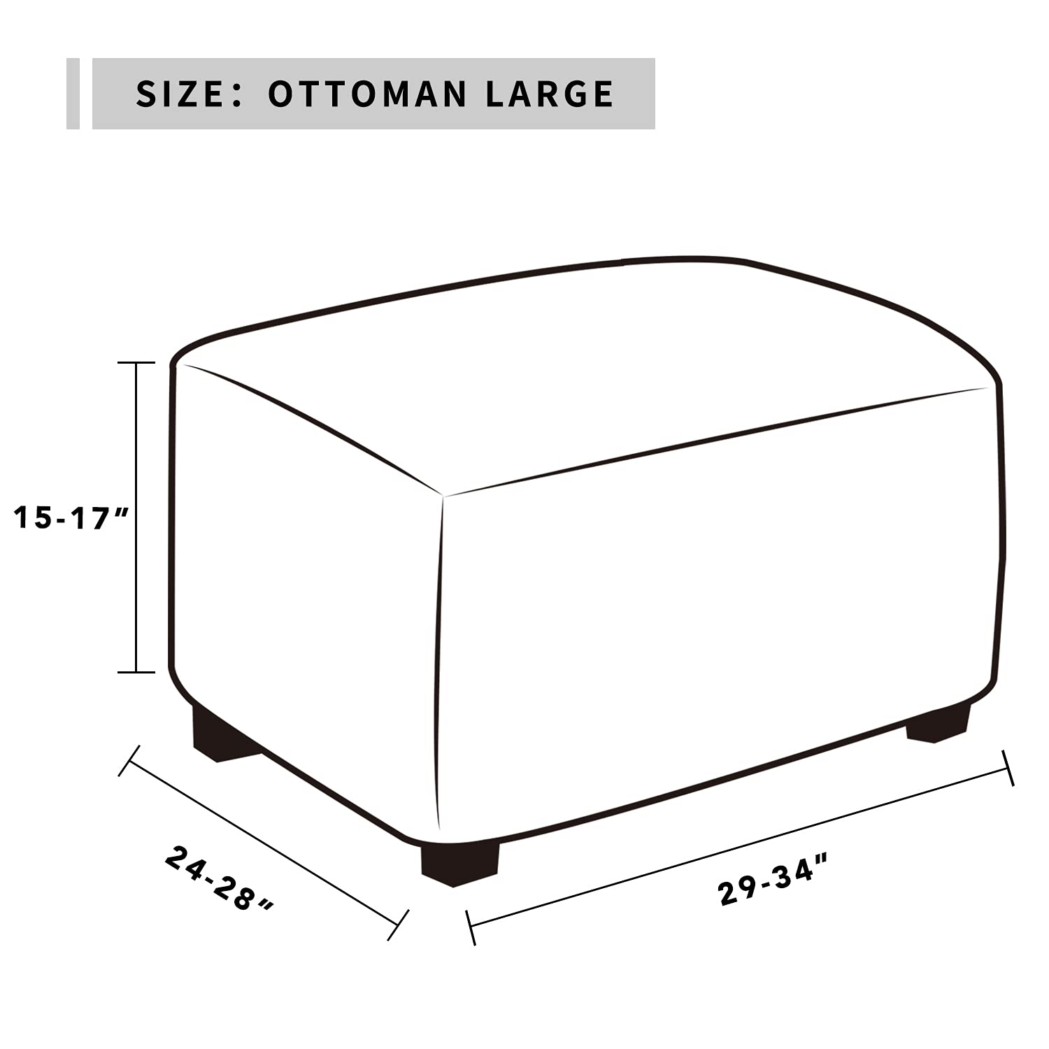 Easy-Going 100% Dual Waterproof Stretch Ottoman Cover Rectangle Folding Storage Stool Furniture Protector Soft Slipcover for Living Room with Elastic Bottom (Large, Dark Gray)