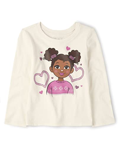 The Children's Place Baby-Girls and Toddler Assorted Everyday Long Sleeve Graphic T-Shirts Girl Hearts 3T