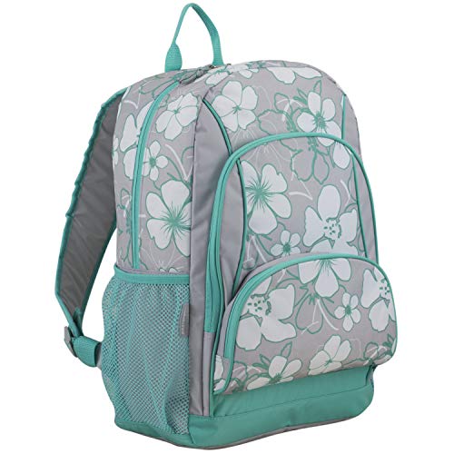 Eastsport Laptop Backpack, Multipurpose Casual Daypack, Triple Compartments Bookbag for College, Hiking, Work, 18 Inches, Blue Flowers
