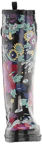 Sakroots Women's Rhythm Rain Boot, Black Flower Power, 8