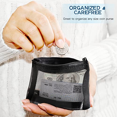 EASYFUN Small Zipper Pouch,6 Pieces Mini Mesh Pouch Coin Purse Portable Cosmetic Case Mesh Storage Bags with Key Kit Small Item Organizer,5 x 4 Inch