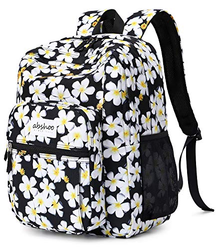 abshoo Classical Basic Womens Floral Backpack For College Water Resistant Bookbag (Floral Black)