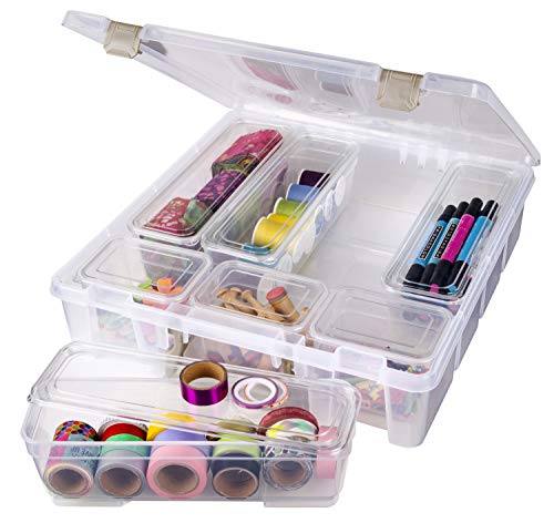 ArtBin 6971AG XL Bins with Lids 4-Pack, [4] Extra Long Art & Craft Organizer Boxes, Clear