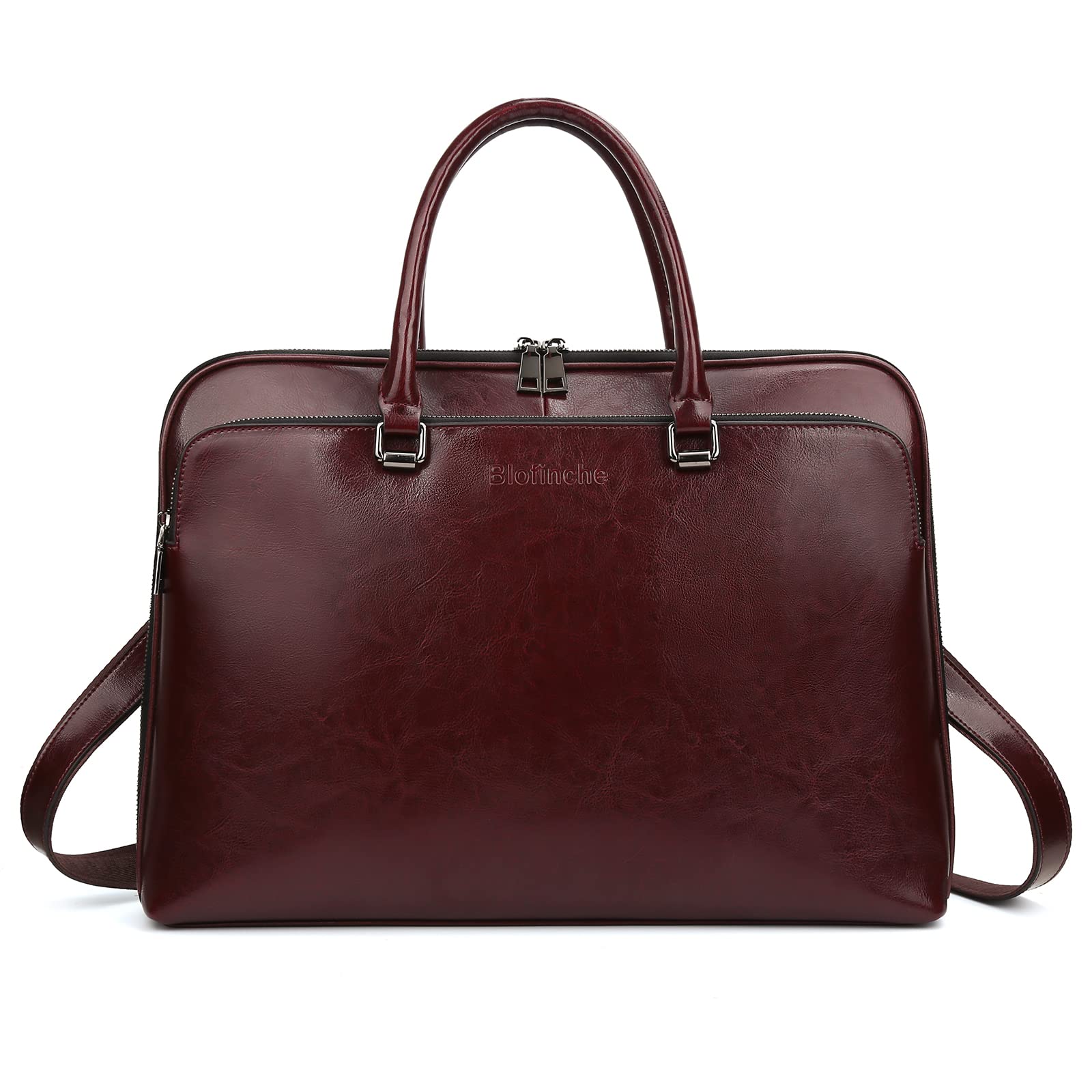 Blofinche Genuine Leather laptop Briefcase: Messenger shoulder bag 15 16 inch men macbook case women work satchel designer handbag