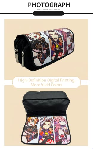 Pencil Case Genshin Impact Big Capacity Pencil Pouch,kawaii Large Storage High Capacity Bag for with Zipper Office College School Durable Pen Carrying Case (Venti)