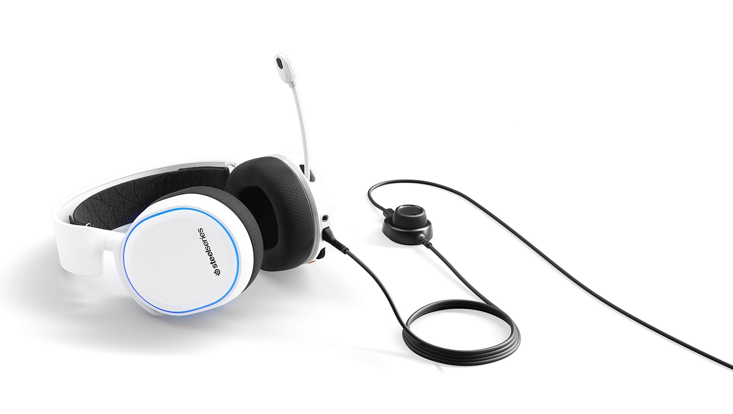 SteelSeries Arctis 5 (2019 Edition) RGB Illuminated Gaming Headset with DTS Headphone:X v2.0 Surround for PC and PlayStation 4 - White (Renewed)