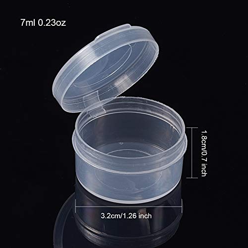 BENECREAT 30 Pack Round Clear Plastic Bead Storage Containers Box Case with Flip-Up Lids for Cosmetic Items, Herbs, Tiny Beads, Jewerlry Findings, and Other Small Items - 1.25x0.7 Inch