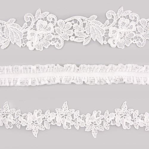 GARGALA Wedding Garters for Bride Bridal Lace Garters Set White Garter Size Optional (S)