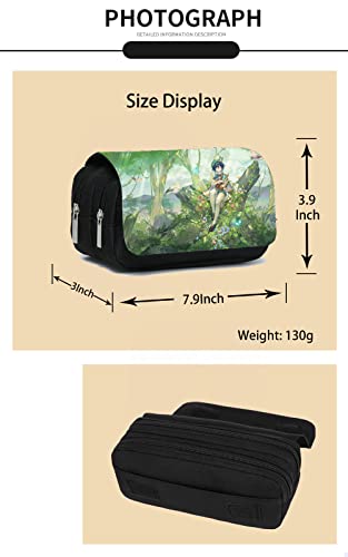 Pencil Case Genshin Impact Big Capacity Pencil Pouch,kawaii Large Storage High Capacity Bag for with Zipper Office College School Durable Pen Carrying Case (Venti)