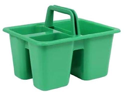 Kids Arts & Crafts Small Plastic Caddies with Handles, 3 Compartments, Assorted Colors 4-ct Set
