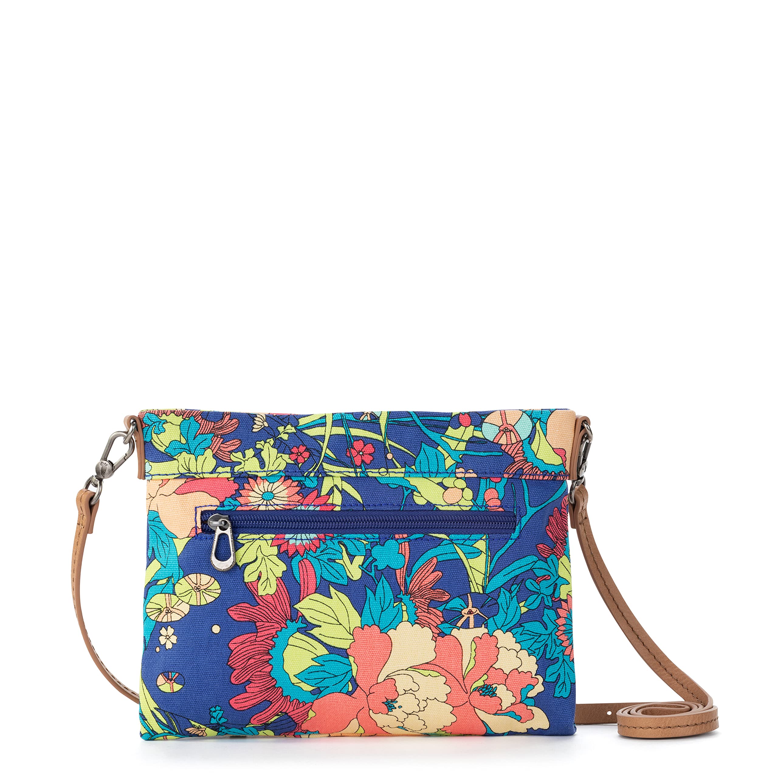 Sakroots Camden Small Crossbody in Cotton Uncoated Canvas, Royal Flower Power