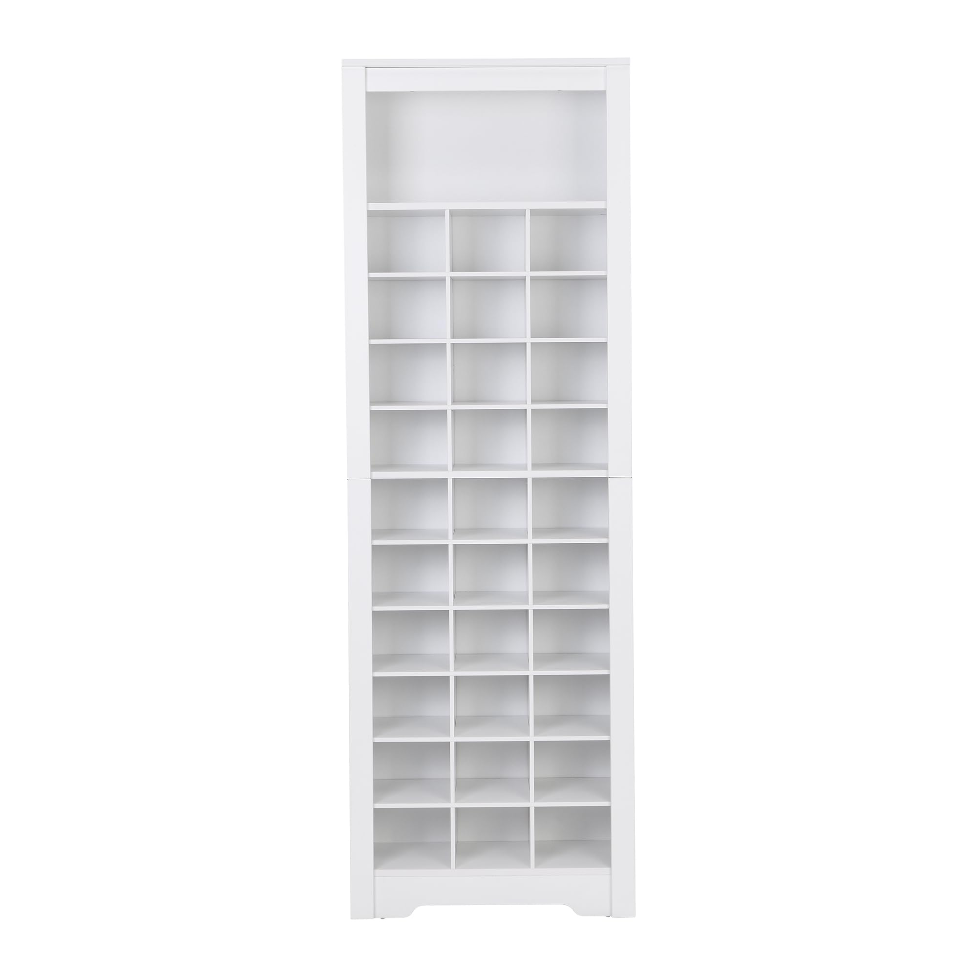 Bellemave Shoe Cubby Storage Organizer Cabinet 30 Shoe Cubby Console Wood Shoe Cabinet, White