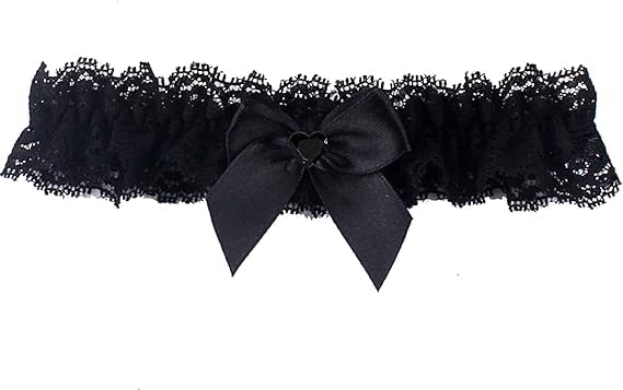 Ealafee 2020 Sexy Lace Wedding Garters for Bride with Bow Party Prom Leg Garter (One Size, 11-Black White), (GAT08)